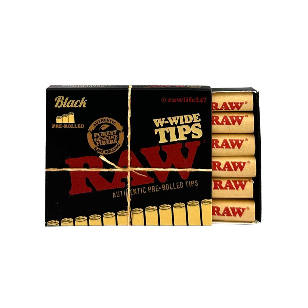 RAW Black W-Wide Pre Rolled Tips (18) – MatchBoxBros RAW Black W-Wide Pre Rolled Tips (18) – MatchBoxBros