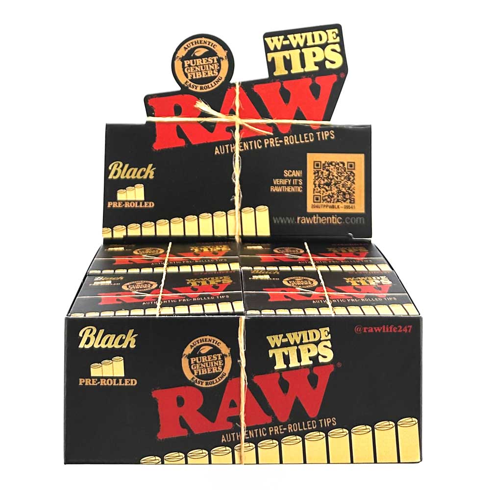 RAW Black W-Wide Pre Rolled Tips (18) – MatchBoxBros